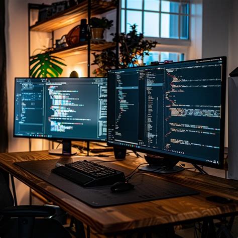 Free Coding Workstation Setup Photo Coding Workstation Dual Monitors Download At Stockcake