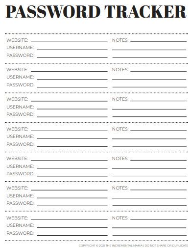 Free 10 Password Tracker Samples In Pdf