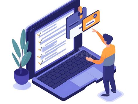 Isometric Man Working Laptop Programming Code Interface Design Software Stock Illustration