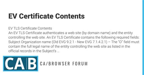 Ev Certificate Contents Ca Browser Forum