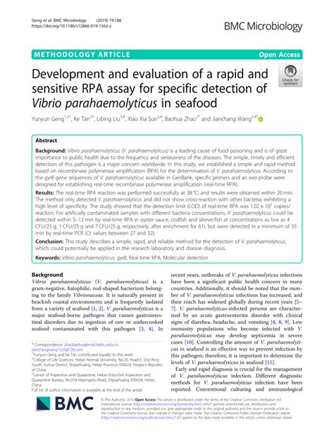 Pdf Development And Evaluation Of A Rapid And Sensitive Rpa Assay For Specific Detection Of