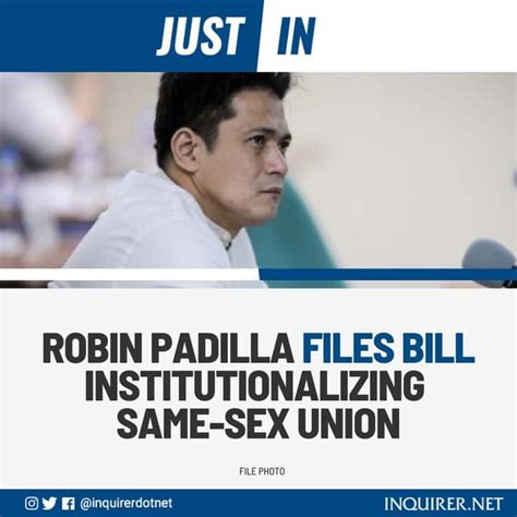 Robin Padilla Files Bill Institutionalizing Same Sex