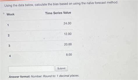 Solved Using The Data Below Calculate The Bias Based On Chegg