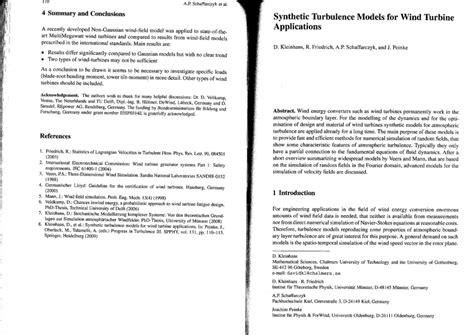 Pdf Synthetic Turbulence Models For Wind Turbine Applications