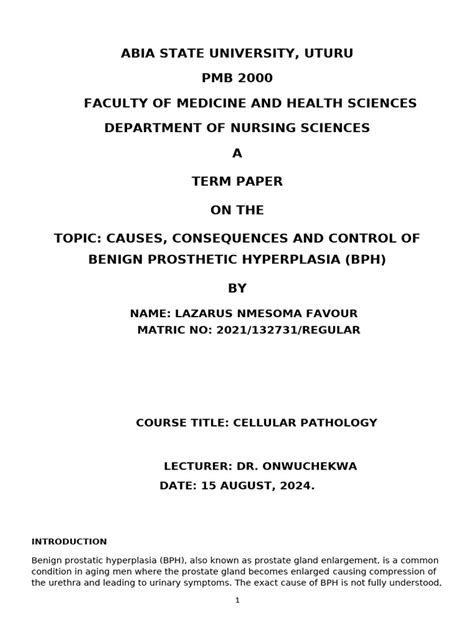 Benign Prostatic Hyperplasia Pdf Prostate Diseases And Disorders