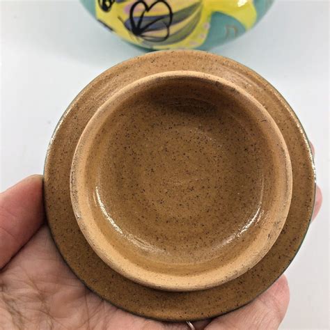 Wassi Jamaica Art Pottery Red Clay Lidded Trinket Dish Yellow Fish