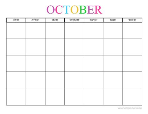 October Calendar Page