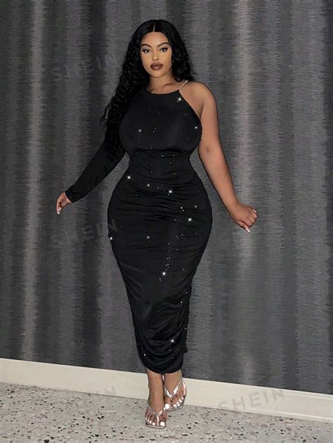 Shein Slayr Party One Shoulder Plus Size Dress Curvy Dresses Shein Uk