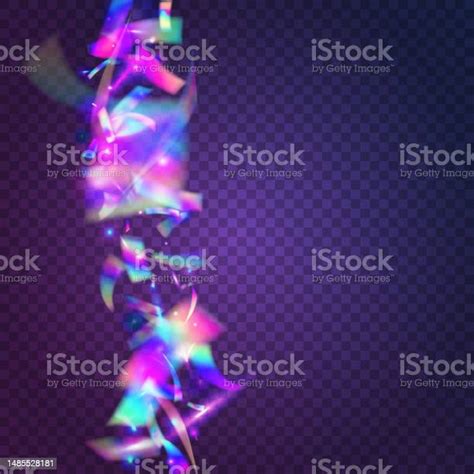 홀로그램 배경입니다 레이저 프리즘 떨어지는 색종이 투명 효과 블루 메탈 글리터 축제 포일 복고풍 여러 가지 빛깔의 배경 초현실적 인 예술 보라색 홀로그램 배경 금속에 대한