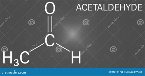 Acetaldehyde Or Ethanal Molecule Chemical Structure Skeletal Formula Cartoon Vector