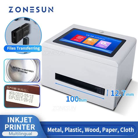 Tabletop Inkjet Printer Portable 127mm Qr Barcode Batch Expiry Date Serial Number Logo Digital