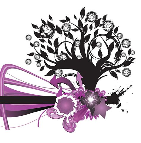 พื้นหลังลายดอกไม้นามธรรมกับเวกเตอร์ต้นไม้ Eps Ai Uidownload