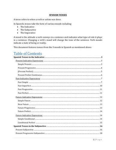 All Spanish Tenses For Igcse Ib As Teaching Resources