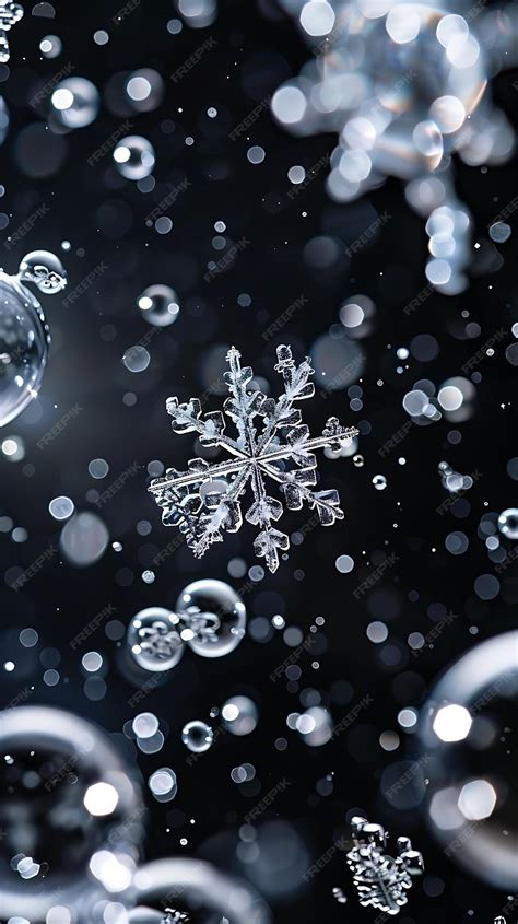 Premium Photo Stunning Twinkling Snowflake Bubble With Intricate Ice Cryst Texture Art