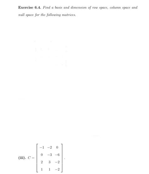 solved exercise 6 4 find a basis and dimension of row