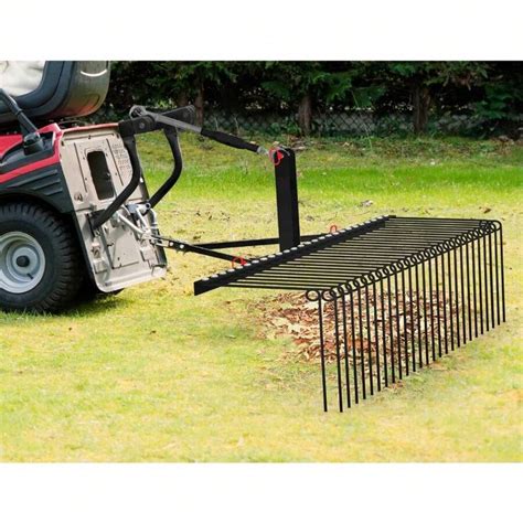 Steel Spring Coil Tine Tow Behind Landscape Rake For Leaves Pine Needles Straw And Grass With