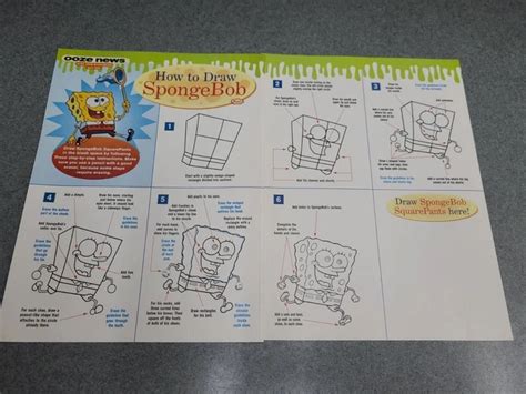 Nickelodeon 2004 How To Draw Spongebob Spongegar Vintage 2 Page Art Instruction £9 79 Picclick Uk