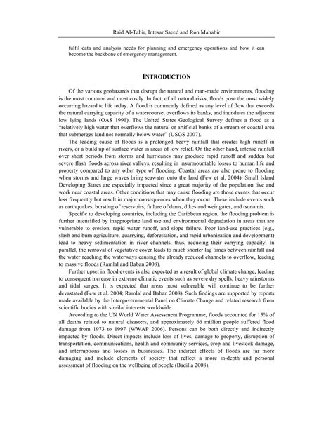 Applications Of Remote Sensing And Gis Technologies In Flood Risk Management Pdf Geography