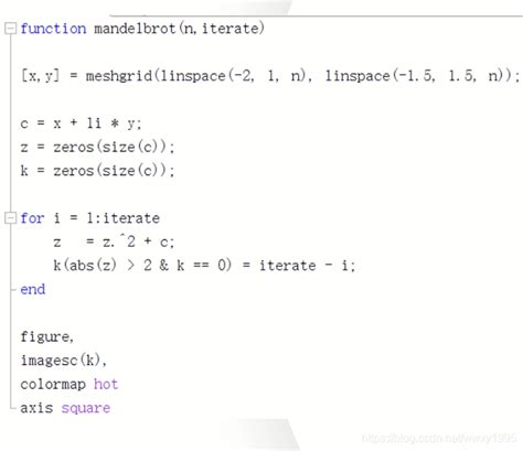 生成曼德勃罗集合matlab向量化版本和c加速版本）mandelserial Csdn博客