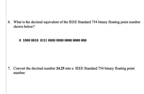 Solved 6 What Is The Decimal Equivalent Of The Ieee