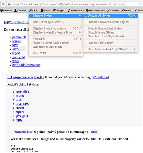 is there an easy way to remove all css on a subreddit r css