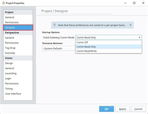 project properties ignition user manual