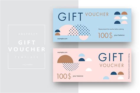 추상 선물 바우처 카드 템플릿입니다 기하학적 모양 패턴현대 할인 쿠폰 또는 인증서 레이아웃 정보 샘플 텍스트와 벡터 패션 밝은
