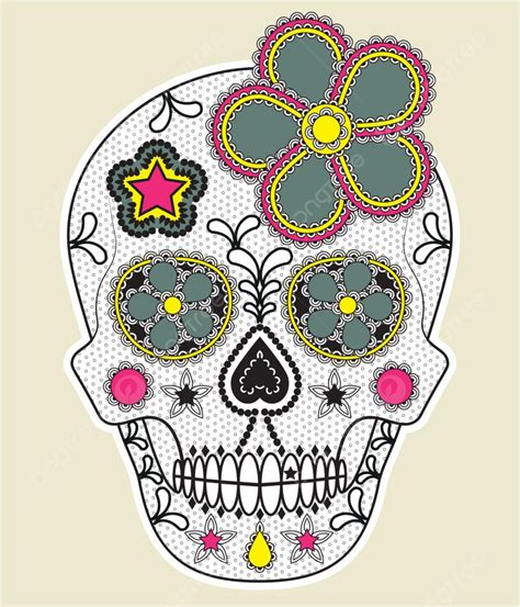 Mexican Sugar Skull Flower Swirl Theet Illustrations Sugar Png And
