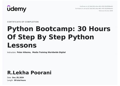 Lekha Poorani On Linkedin Pythonbootcamp Udemy Python Learningjourney