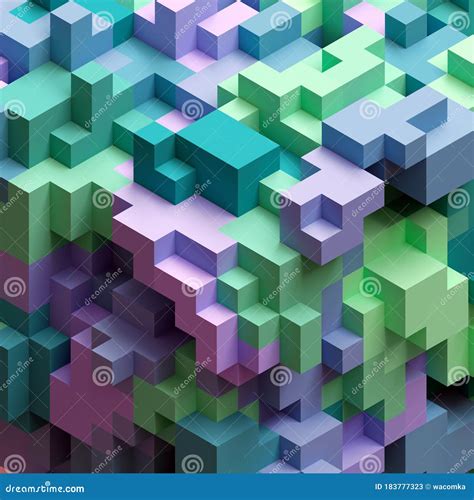 3d Render Abstract Geometric Background Colorful Constructor Logic Game Cubic Mosaic