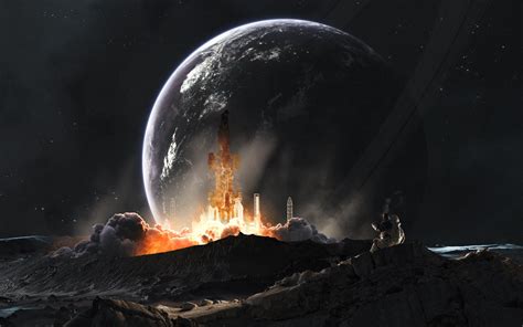 Moon Wallpaper 4k Rocket Launch Astronaut