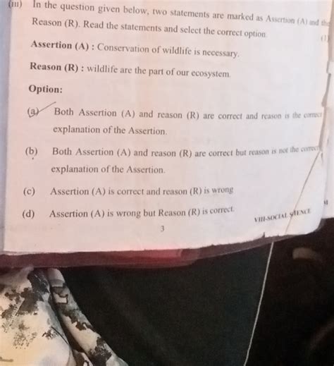 iii in the question given below two statements are marked as assertion