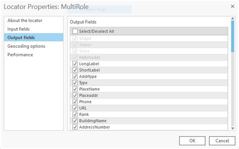 Geocoding Limit Output Fields Esri Community