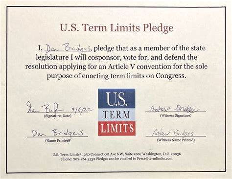 Dan Bridges Pledges To Support Congressional Term Limits Us Term Limits