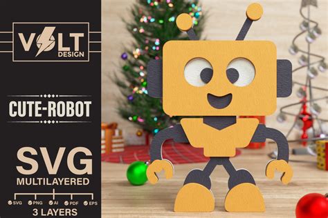 Cute Robot 3d Svg Multilayered Cut File · Creative Fabrica