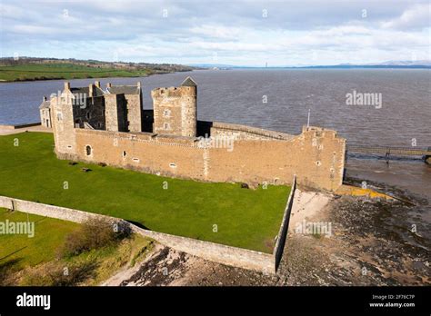 Aerial View From Drone Of Blackness Castle On Firth Of Forth In