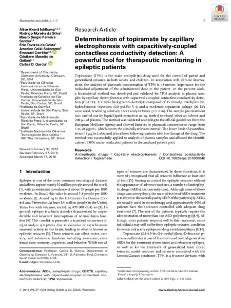Pdf Determination Of Topiramate By Capillary Electrophoresis With Capacitively Coupled