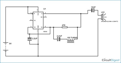 Simple Metal Detector Circuit Diagram Using 555 Timer IC