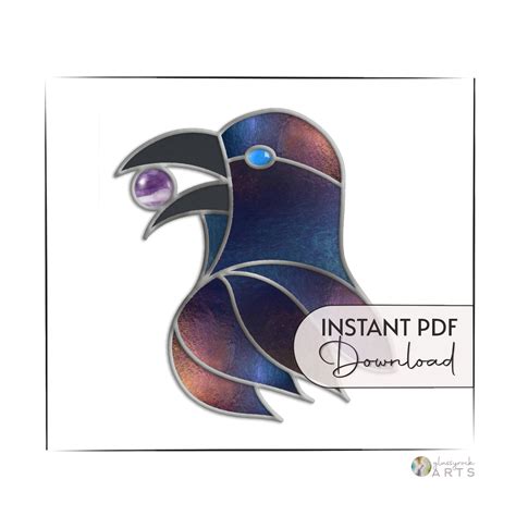 Crow With Gemstone Stained Glass Pattern Glassyrock Arts