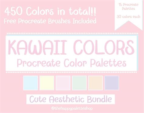 Kawaii Procreate Colors Bundle Lettering Digital Art Digital Illustration Ipad Procreate Cute