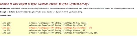 Solved Unable To Cast Object Of Type System Double To Type System String Experts Exchange