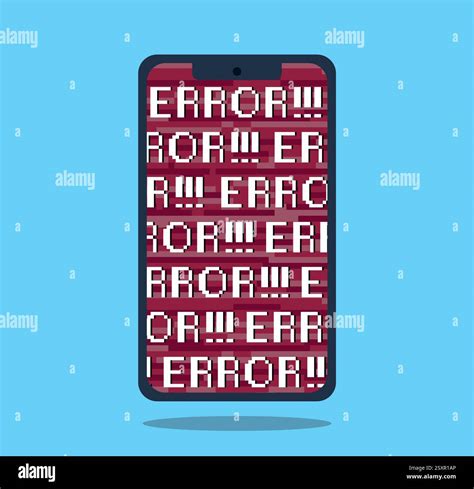 Flat Design Mobile Phone With Error Sign On Screen Modern Black Mobile Phone With Integrated