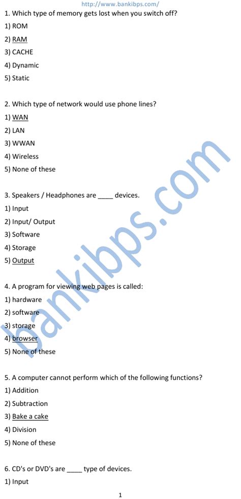 Question Paper Of Computer