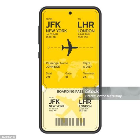 스마트폰 화면의 비행기 표 모바일 탑승권 온라인 전자 항공권 비행기와 현대 비행 카드 빈 디자인 항공 여행 또는 여행 개념 벡터