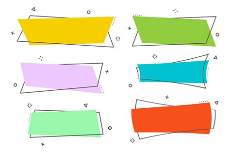 평면 빈 선형 프로모션 리본 배너 세트 스크롤 가격 태그 스티커 배지 포스터 컬렉션 화려한 벡터 일러스트 Eps 10 가격에 대한 스톡 벡터 아트 및 기타 이미지 Istock