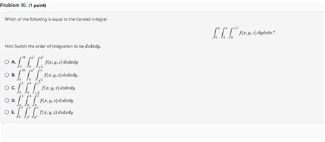 solved problem 10 1 ﻿point which of the following is equal