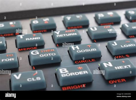 sinclair zx spectrum keyboard close up focus on basic then goto