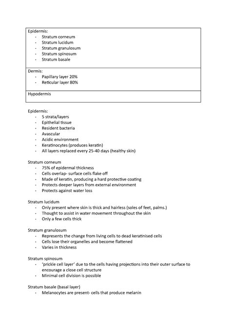 Intugementary System HAP1 Epidermis Stratum Corneum Stratum Lucidum Stratum Granulosum
