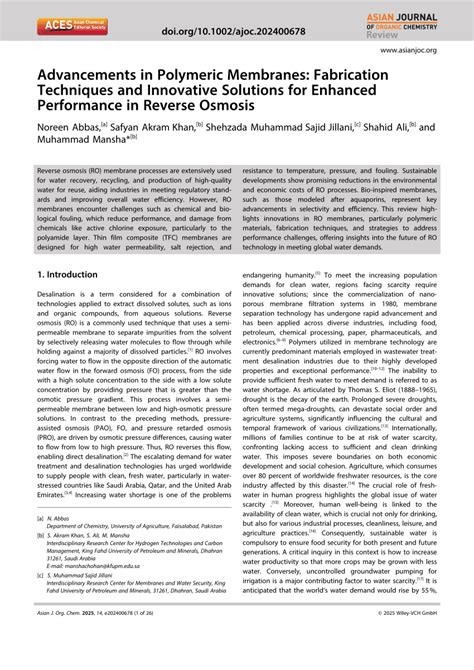 Advancements In Polymeric Membranes Fabrication Techniques And Innovative Solutions For