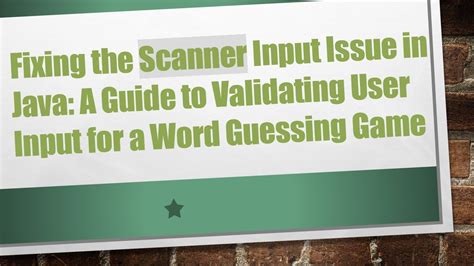 Fixing The Scanner Input Issue In Java A Guide To Validating User
